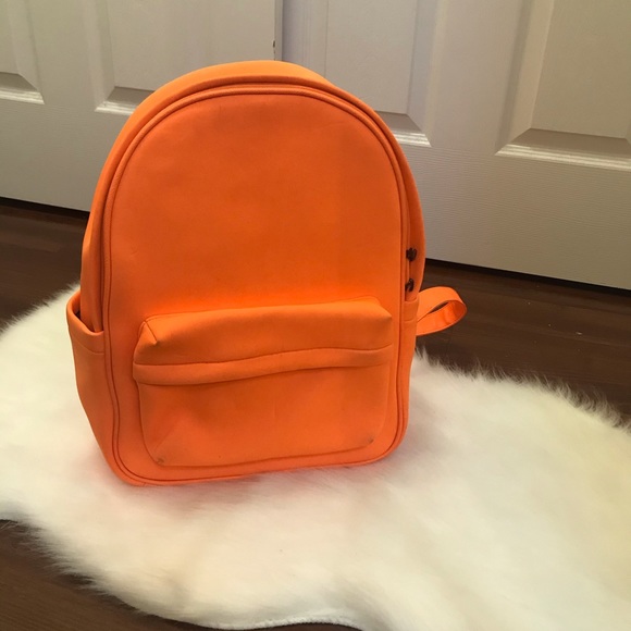 Bags | Neon Orange Neoprene Backpack | Poshmark